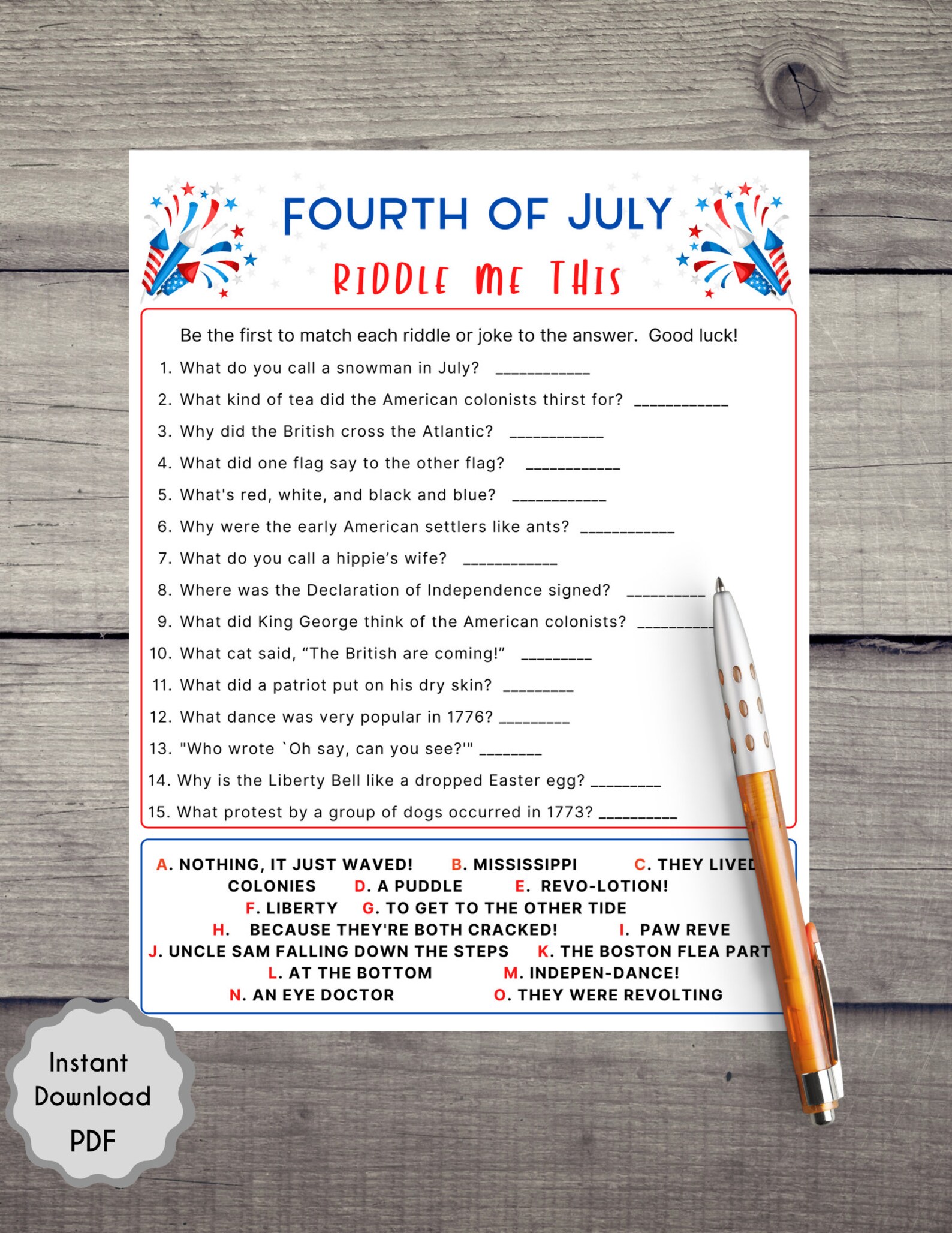 Fourth of July 9 Game Bundle Independence Day Games 4th of July Family ...