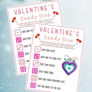 Valentine's Candy Dice Game Fun Valentine's Day - Etsy
