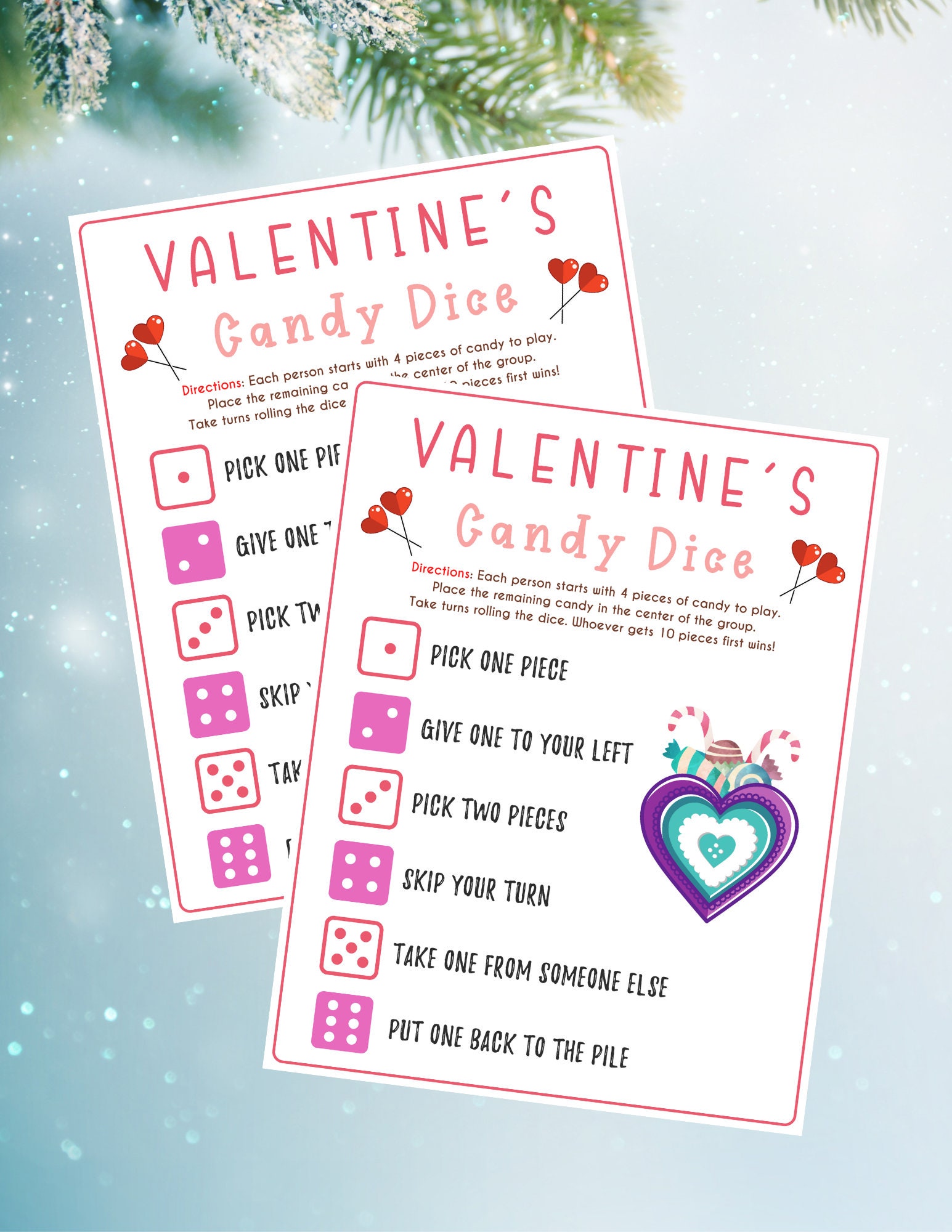 Valentine's Candy Dice Game Fun Valentine's Day - Etsy