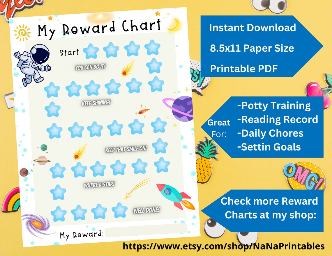 Printable Space Reward Chart for Kids Chart, Space Positive Behavior ...