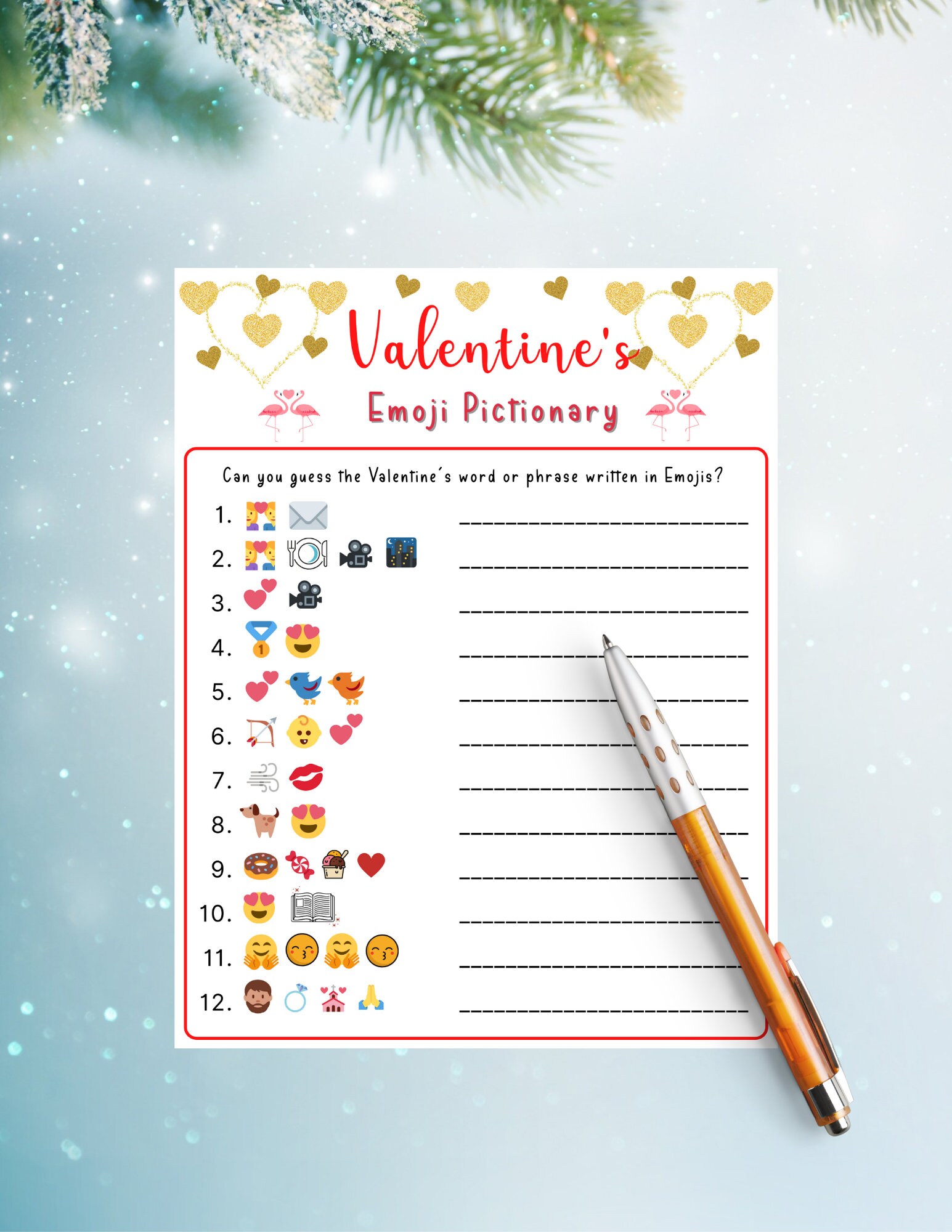 Valentine's Day Emoji Pictionary Game Valentine's - Etsy