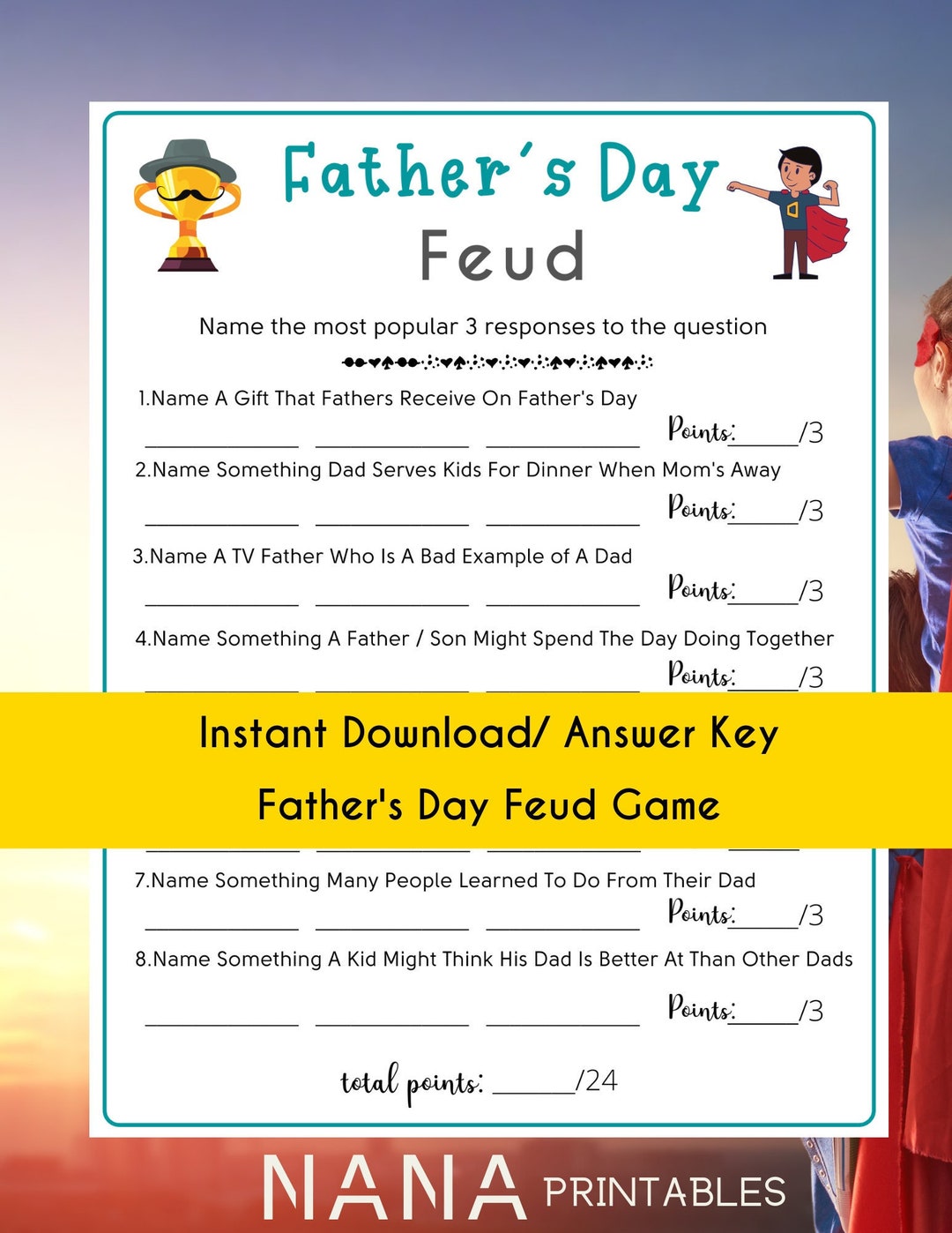 Father's Day Feud Game | Father's Day Game for Kids & Adults | Family ...