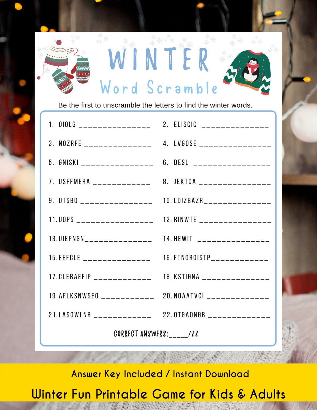 Winter Word Scramble Game: Holiday Party Activity (PDF) - Etsy