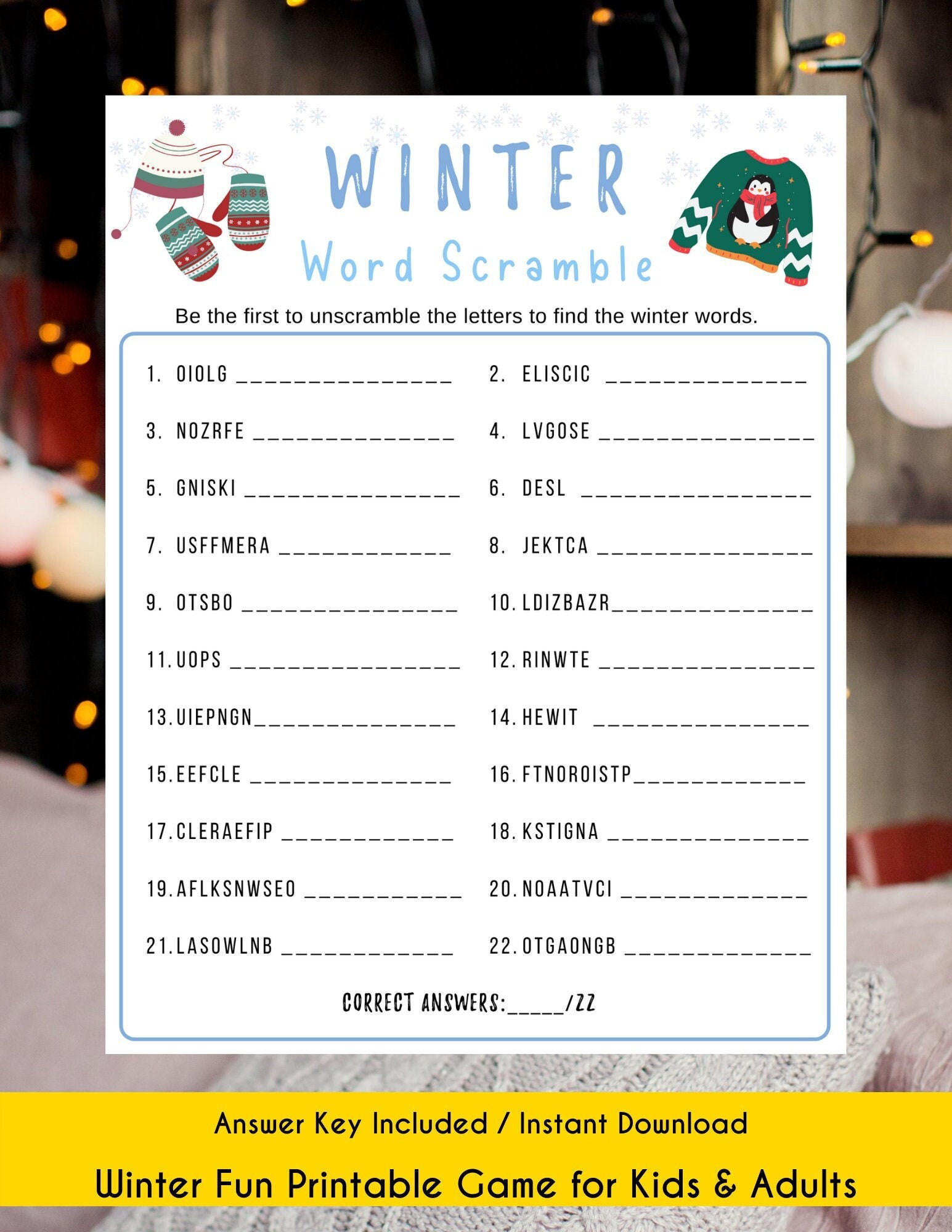 Winter Word Scramble Game: Holiday Party Activity (PDF) - Etsy