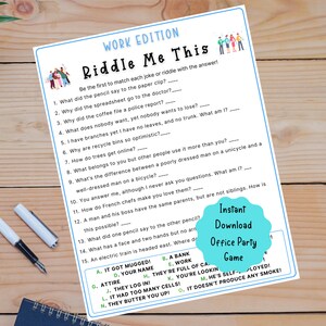 Office Party Riddle Game: Printable Icebreaker (PDF Download) - Etsy