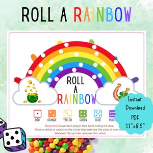 St. Patrick's Day Roll a Rainbow Dice Game St. Patrick's Printable Game ...