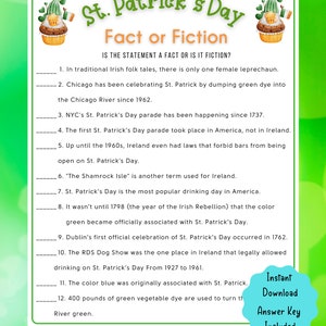 3 St. Patrick's Day Trivia Game St. Patrick's Day Game for Kids ...