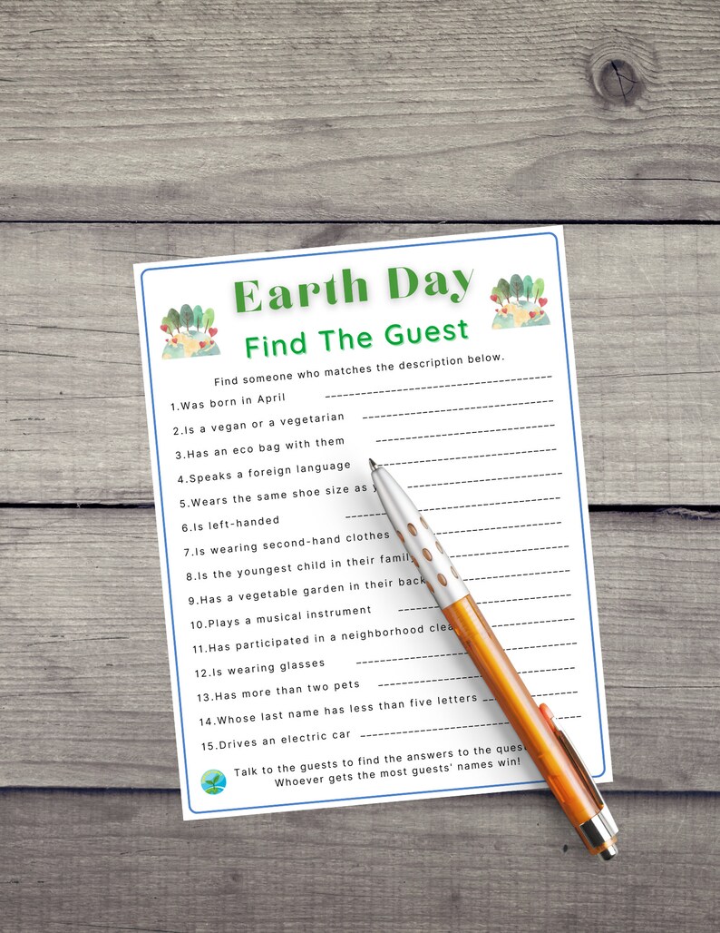 Earth Day Find the Guest Game Earth Day Game for Kids & - Etsy
