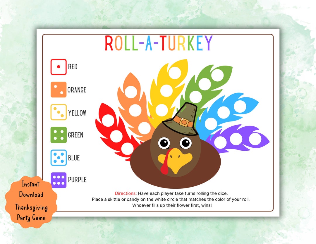 Thanksgiving Roll a Turkey Dice Game: Fun Holiday Activity (printable ...