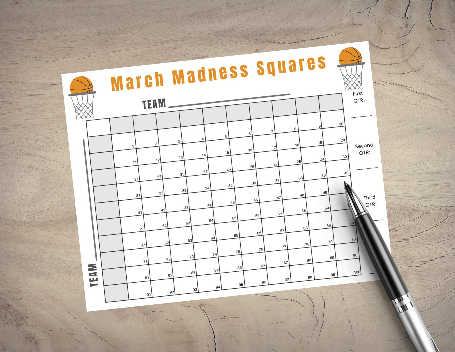 March Madness Squares: NCAA Basketball Game (printable, Instant ...