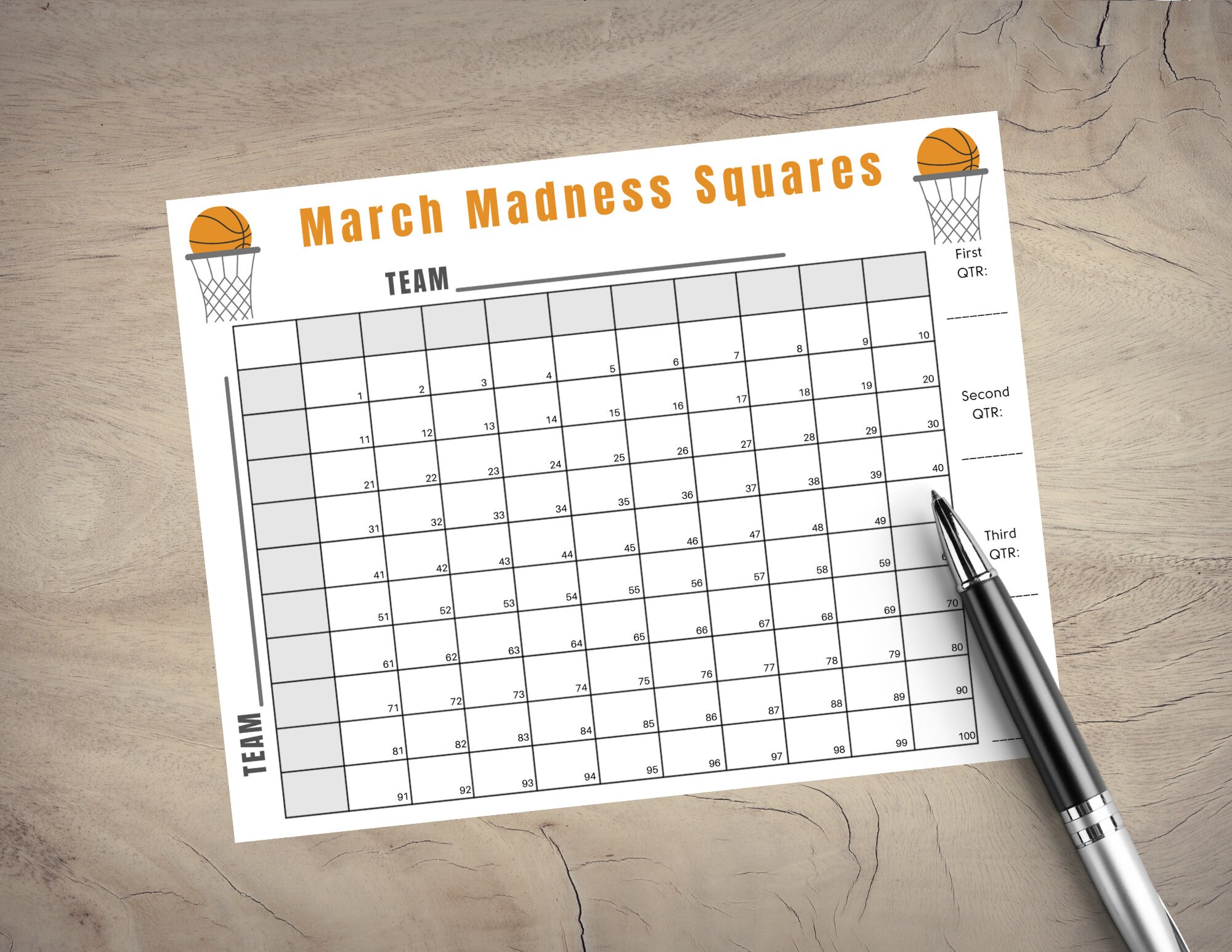 March Madness Squares: NCAA Basketball Game (printable, Instant ...
