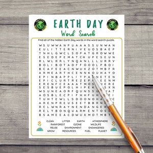 Earth Day Word Search Game Earth Day Game for Kids & Adults - Etsy