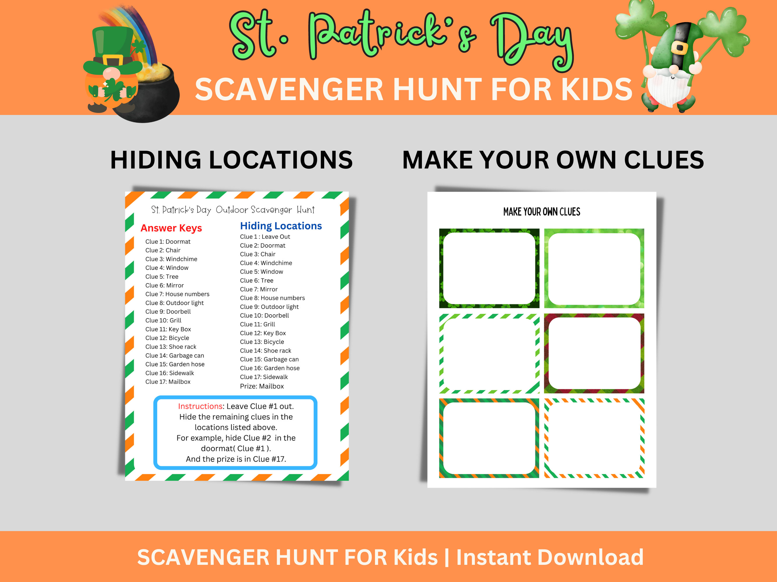 Out Door St. Patrick's Day Scavenger Hunt for Kids Printable Game, Fun ...