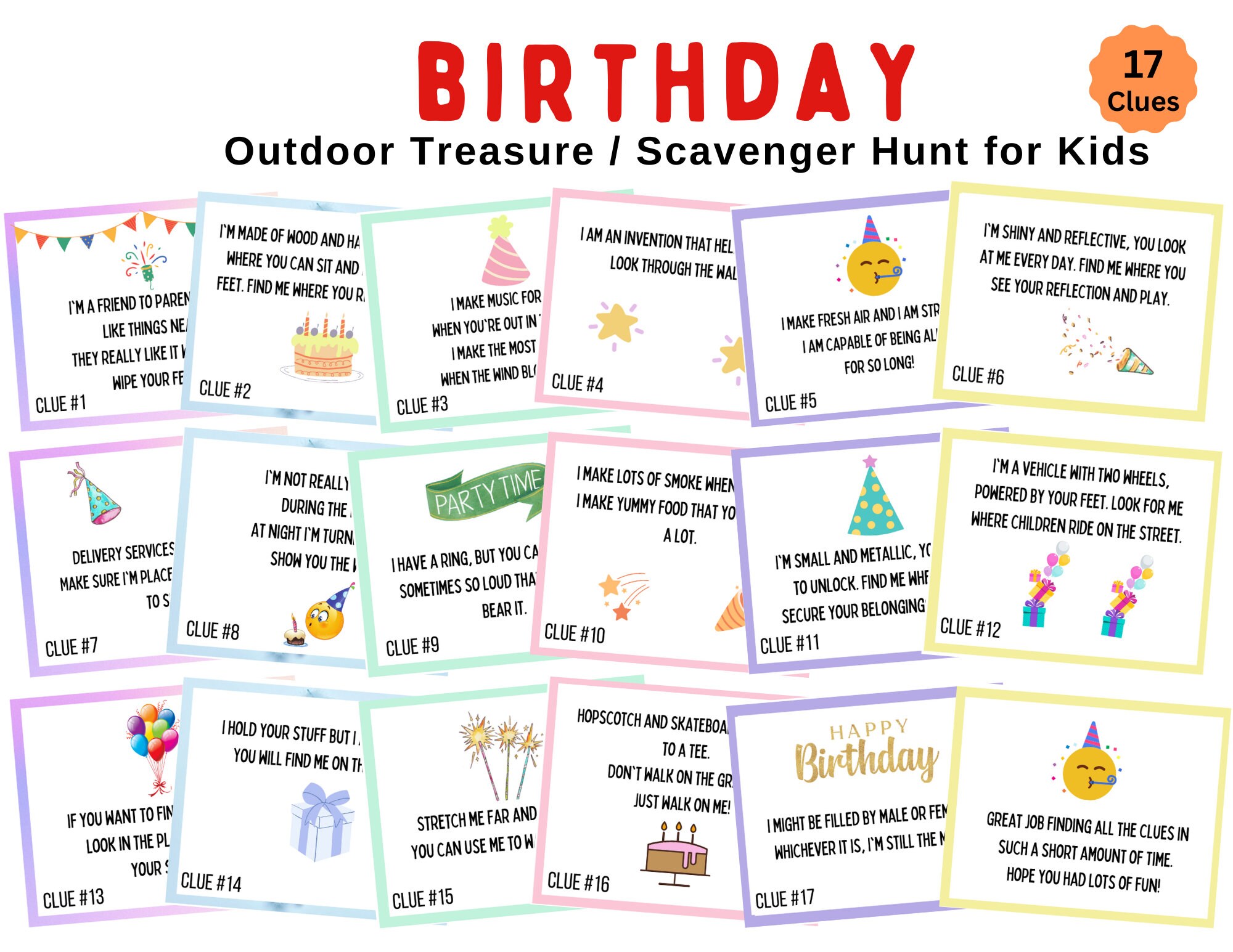Outdoor Birthday Treasure Scavenger Hunt for Kids, Indoor Treasure Hunt ...