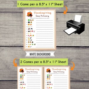 Thanksgiving Emoji Pictionary Game, Turkey Day, Printable Game ...