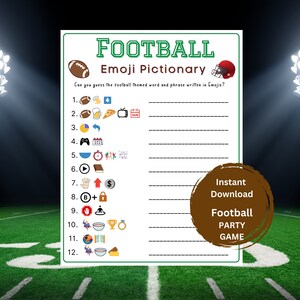 Football Emoji Pictionary Game: Superbowl Party (PDF) - Etsy