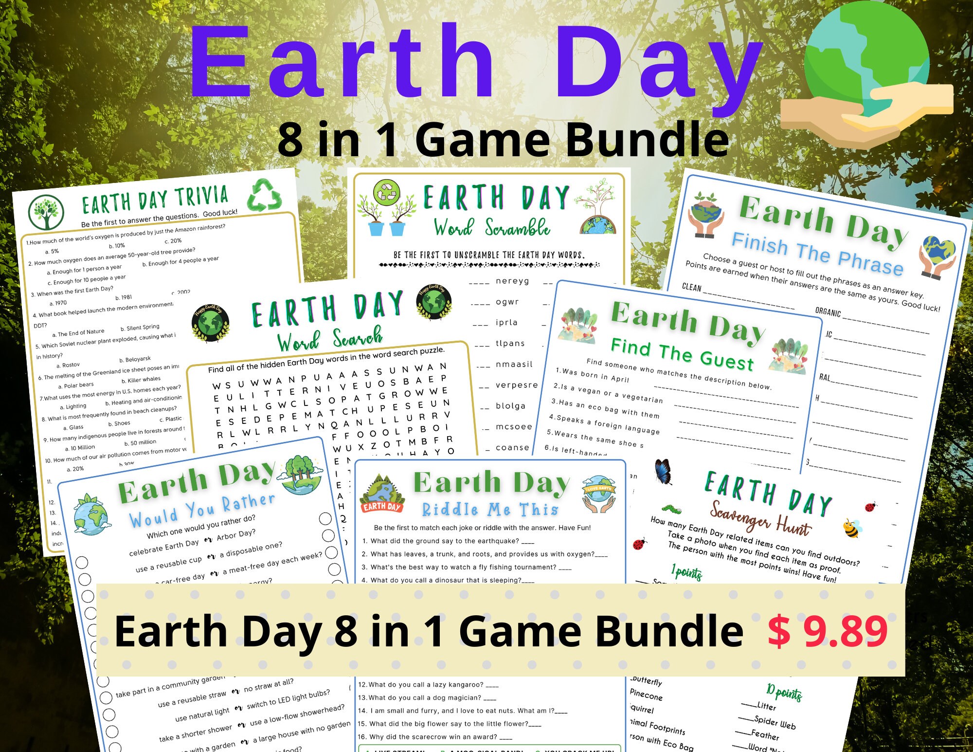 Earth Day Find the Guest Game Earth Day Game for Kids & Adults Fun Game ...