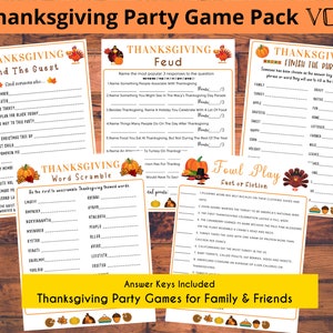5 Thanksgiving Game Bundle Vol.2,thanksgiving Printable Games ...