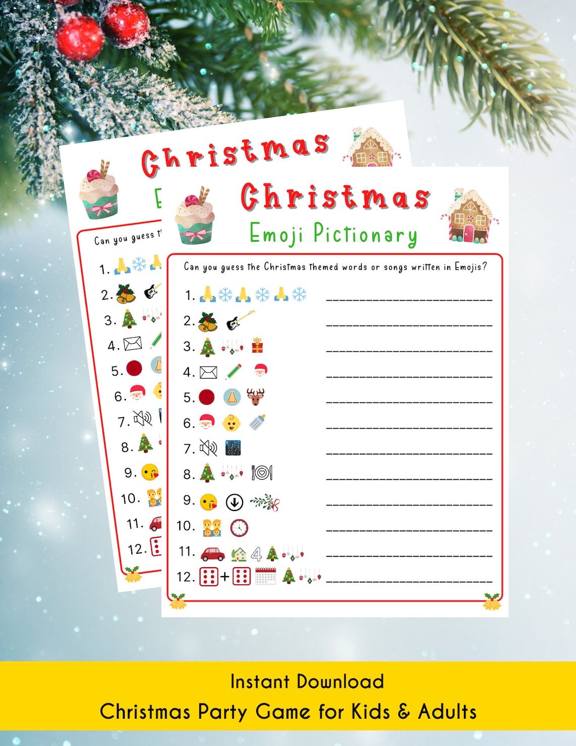 Christmas Emoji Pictionary Game Holiday Party Game Christmas - Etsy Canada