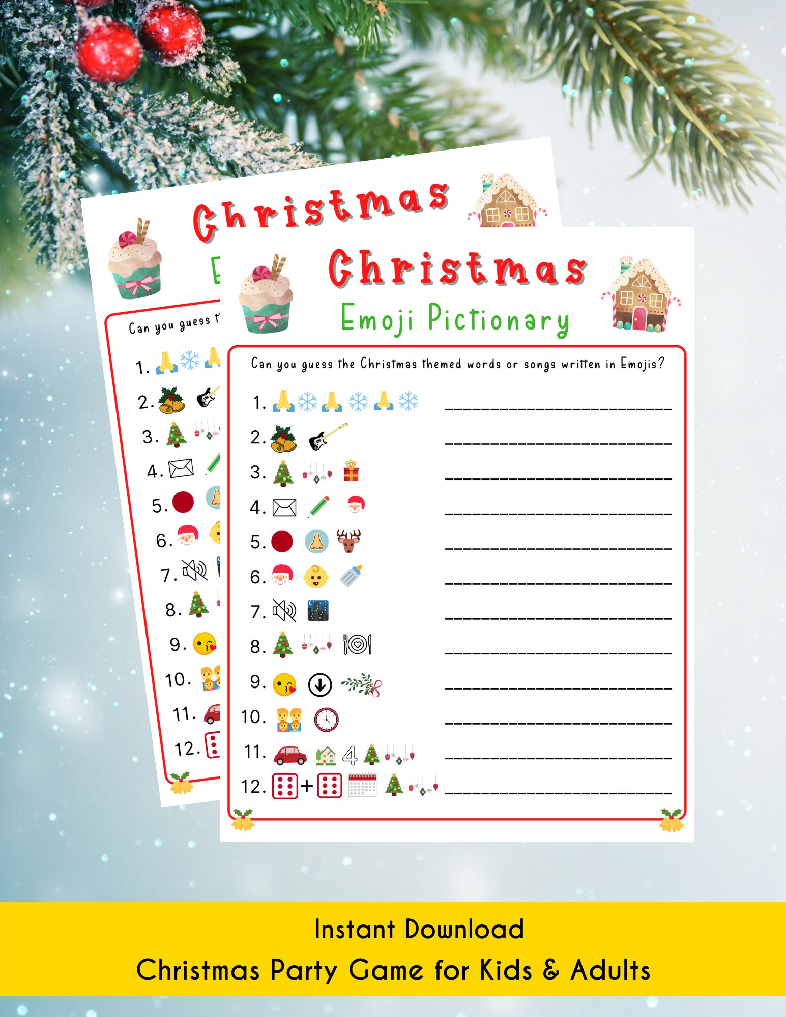 Christmas Emoji Pictionary Game Holiday Party Game Christmas - Etsy