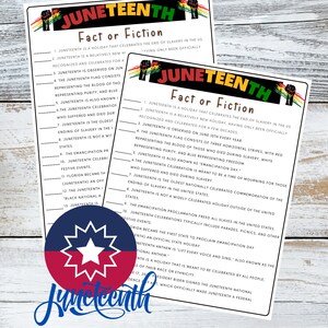 Juneteenth Fact or Fiction Game, Fun Educational Game Kids, Black ...