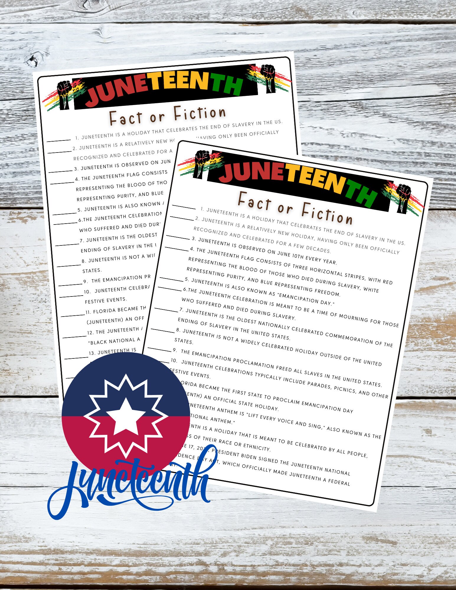 Juneteenth Fact or Fiction Game, Fun Educational Game Kids, Black ...