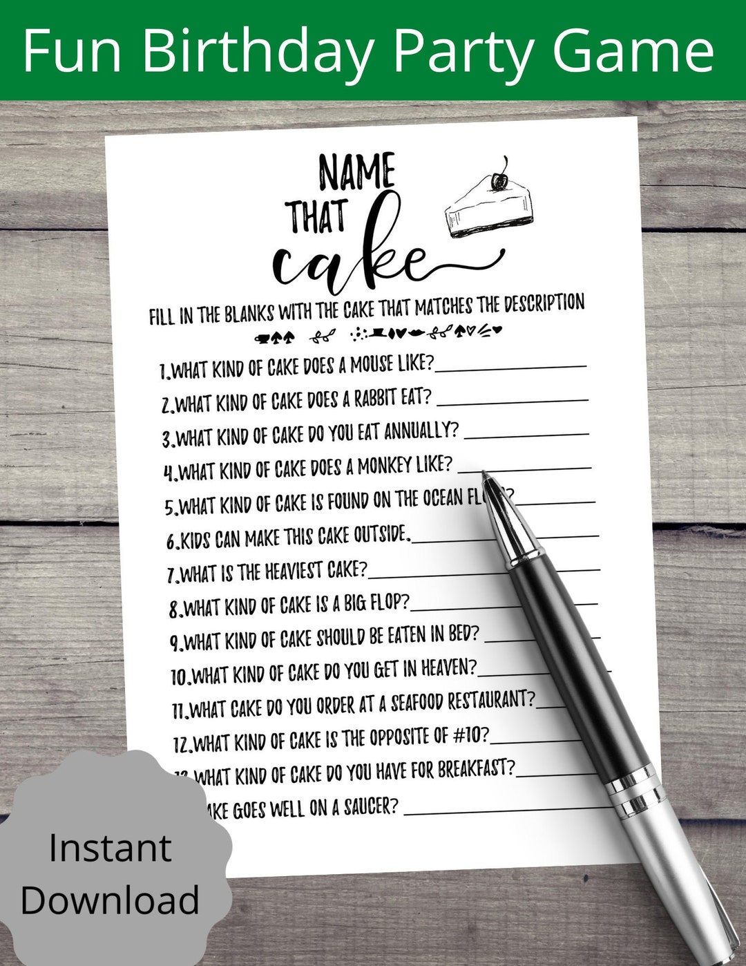 Adult Birthday Party Games, Name That Cake, Anniversary Games, 20th ...