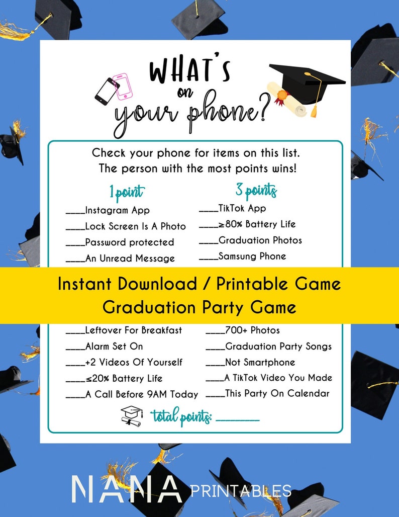 2024 Graduation Party Game Whats on Your Phone Game Graduation ...