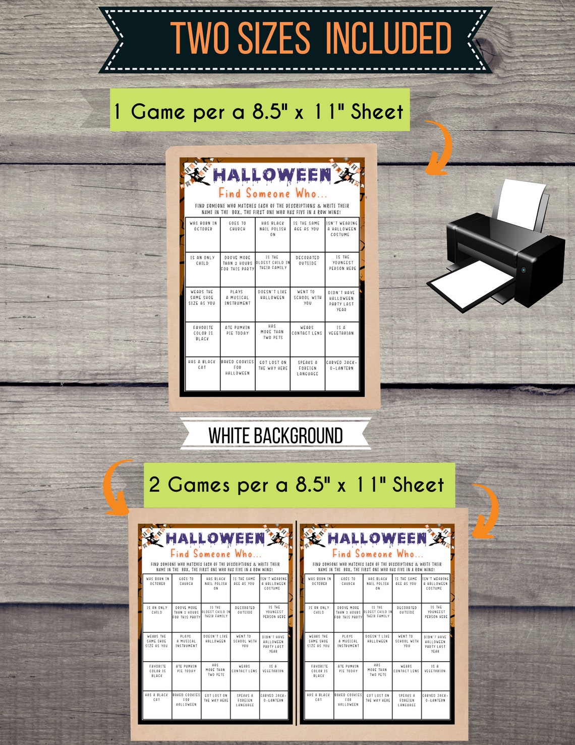 Halloween Find Someone Who Printable Game Scary Witch - Etsy