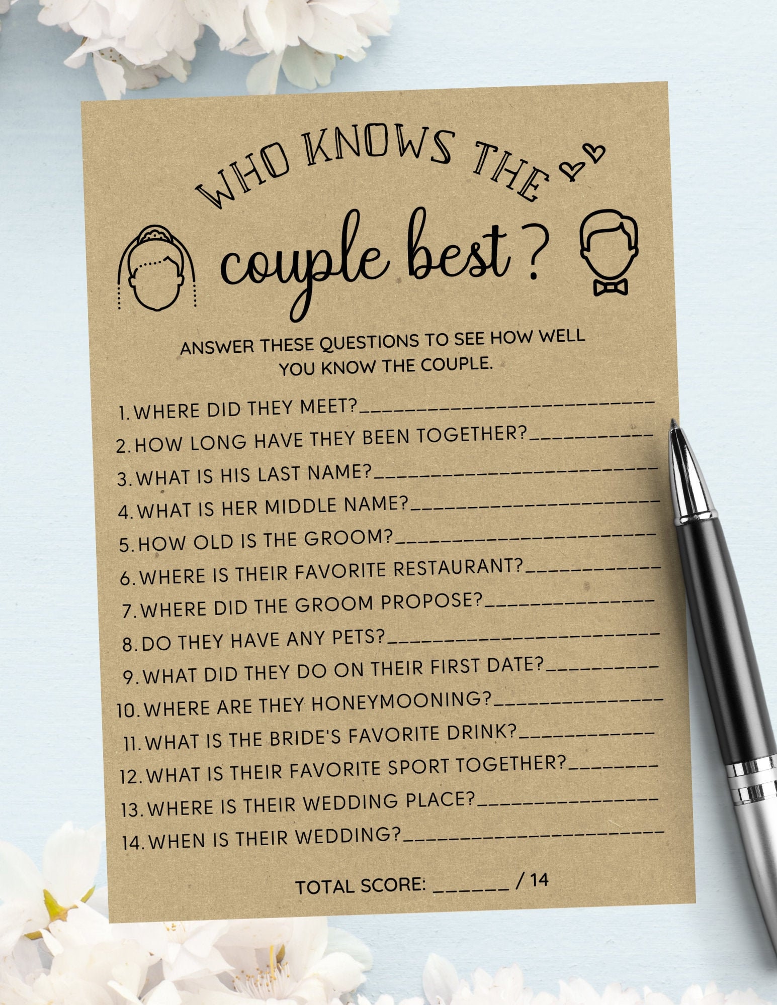 Who Knows The Couple Best Bridal Shower Game L Bridal Shower Games L