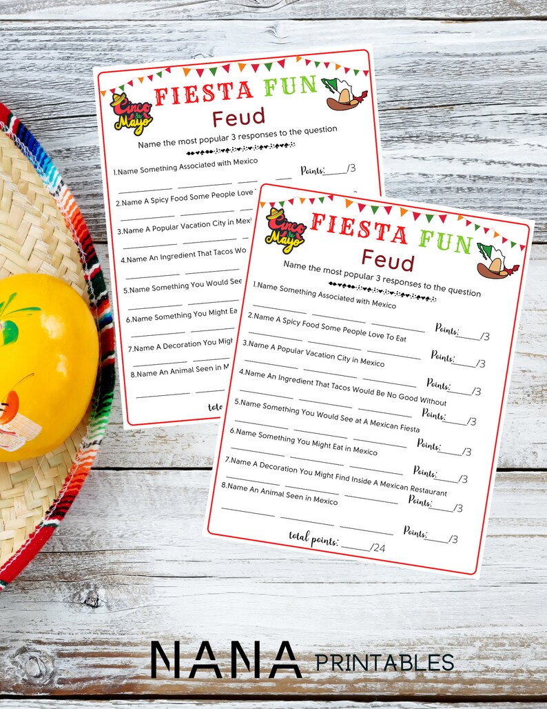 5 Cinco De Mayo Games Bundle L Fun Printable Game Mexican Fiesta Trivia ...
