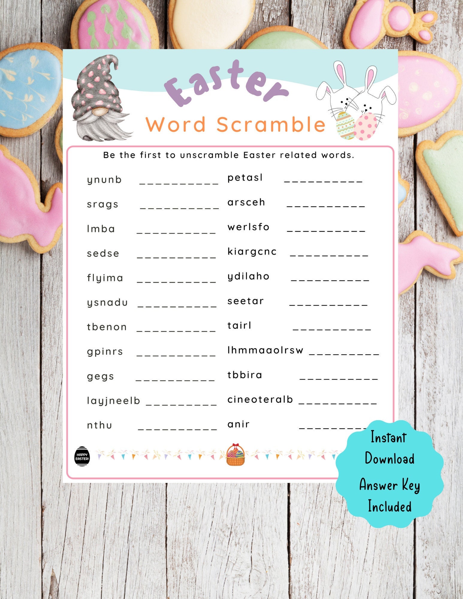 Easter Word Scramble Game | Easter Printable Game for Kids & Adults ...