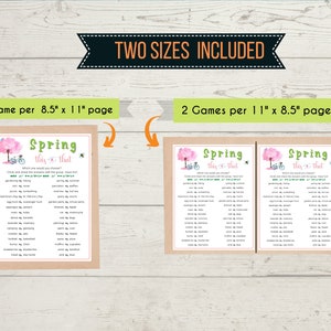 Spring This or That Printable Game | Fun Spring Party Game| Spring ...