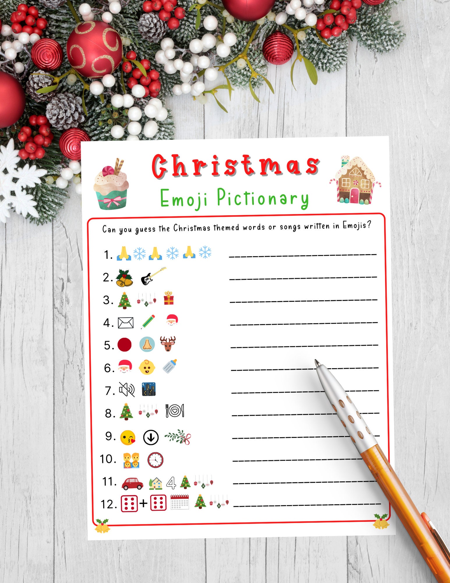 Christmas Emoji Pictionary Game, Holiday Party Game, Christmas ...