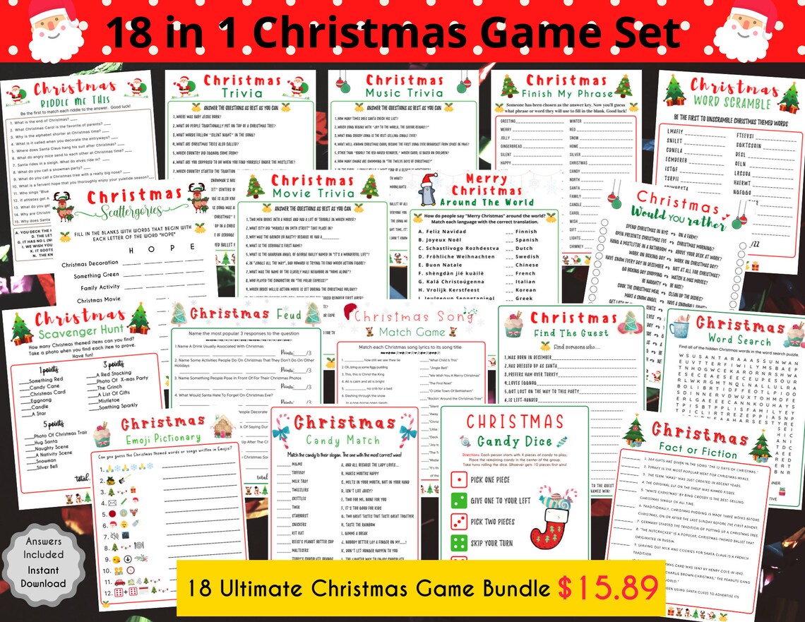 Christmas Scavenger Hunt Game Holiday Party Game Christmas - Etsy