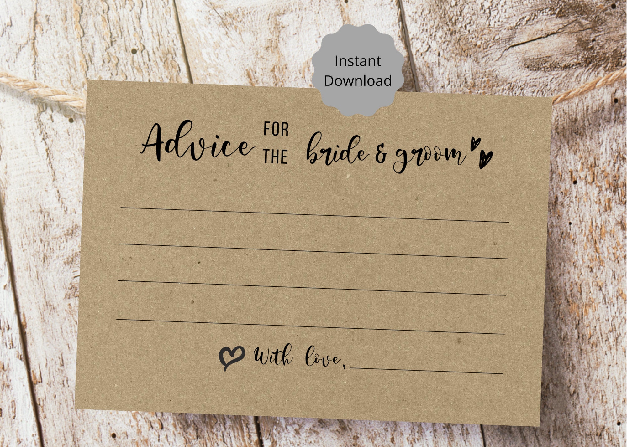 Advice for the Bride & Groom Bridal Shower Card Printable - Etsy