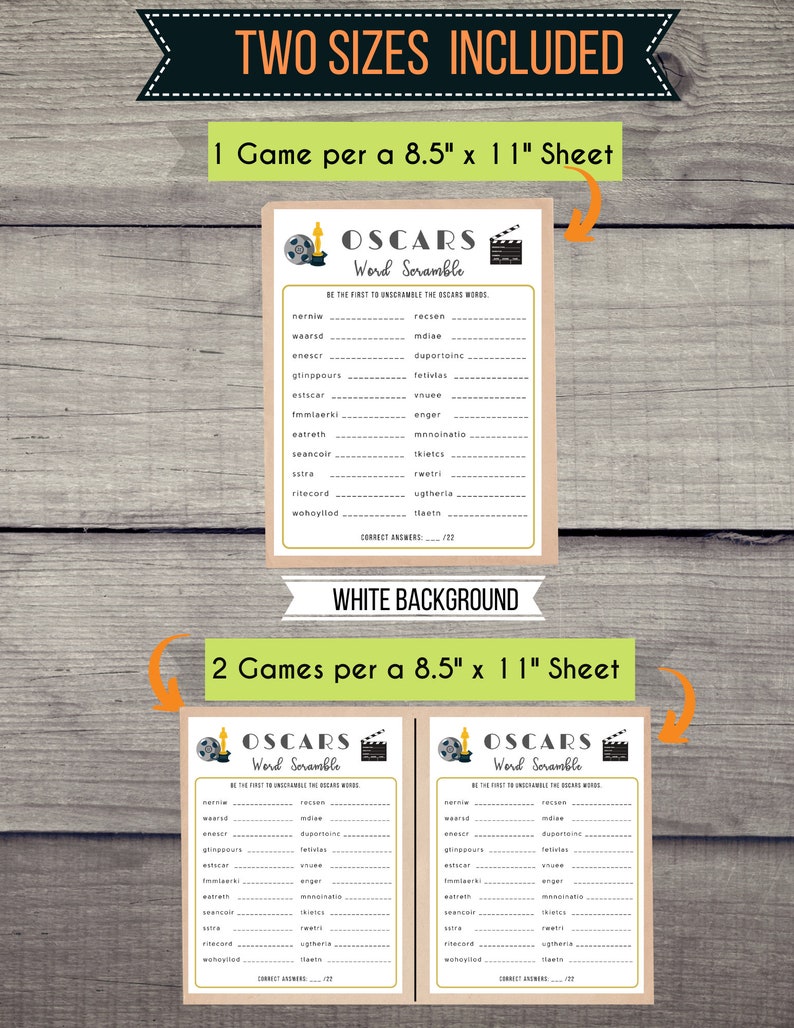 Oscars Word Scramble Game 96th Academy Awards Printable Game Oscars ...