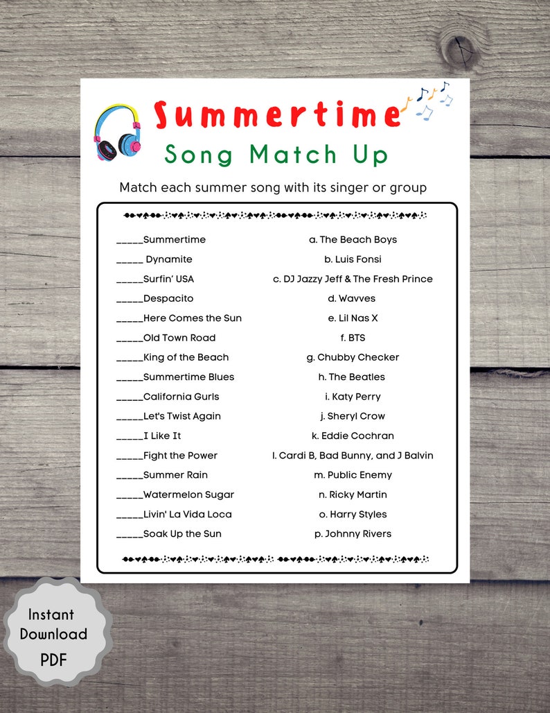 Summer Fun 5 Game Bundle Summertime Game Summer Party Game - Etsy