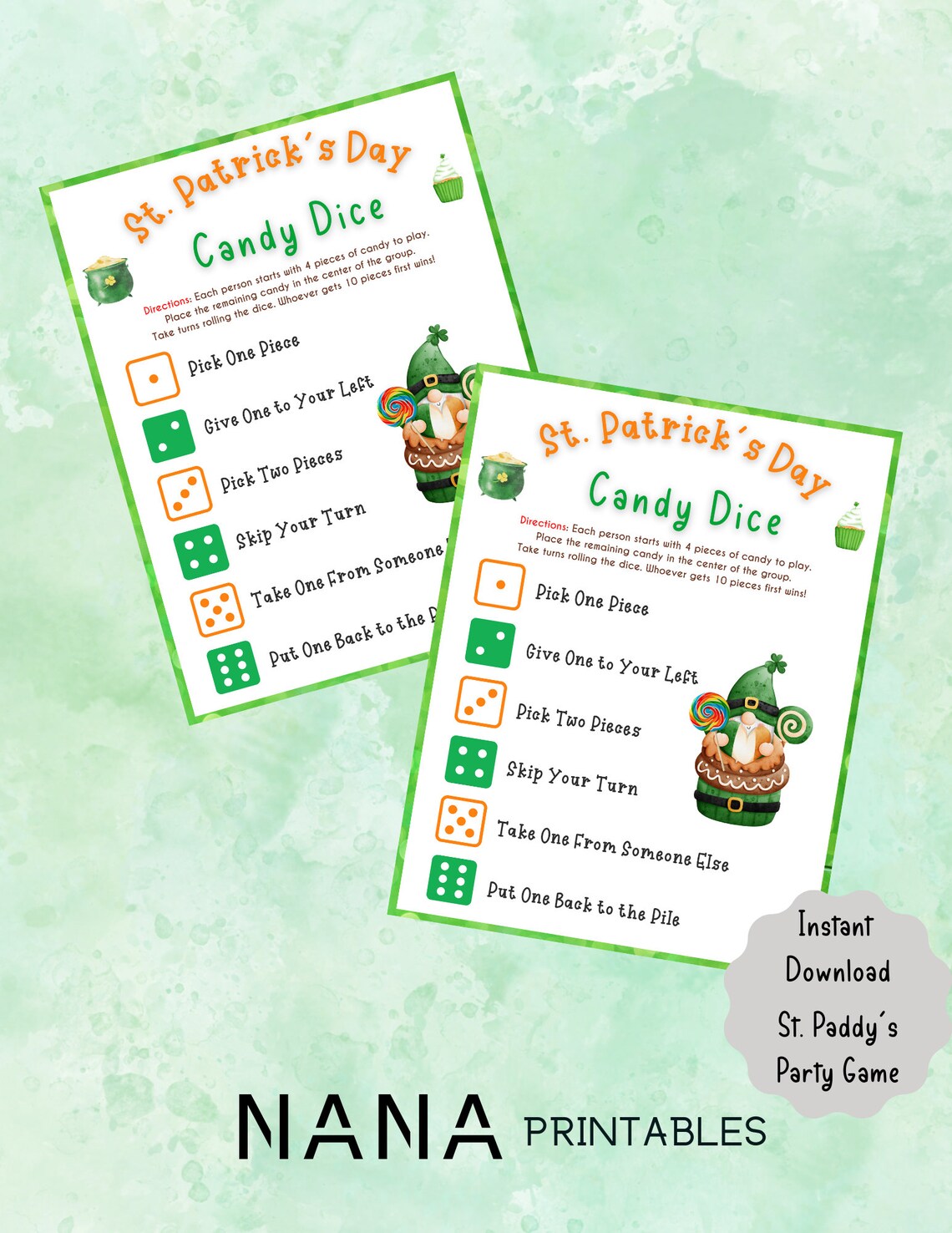 St. Patrick's Day Candy Dice Game St. Patrick's Game - Etsy