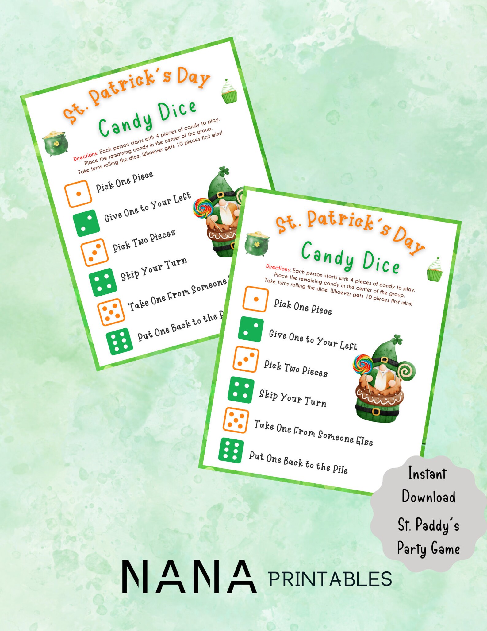 St. Patrick's Day Candy Dice Game St. Patrick's Game for Kids & Adults ...