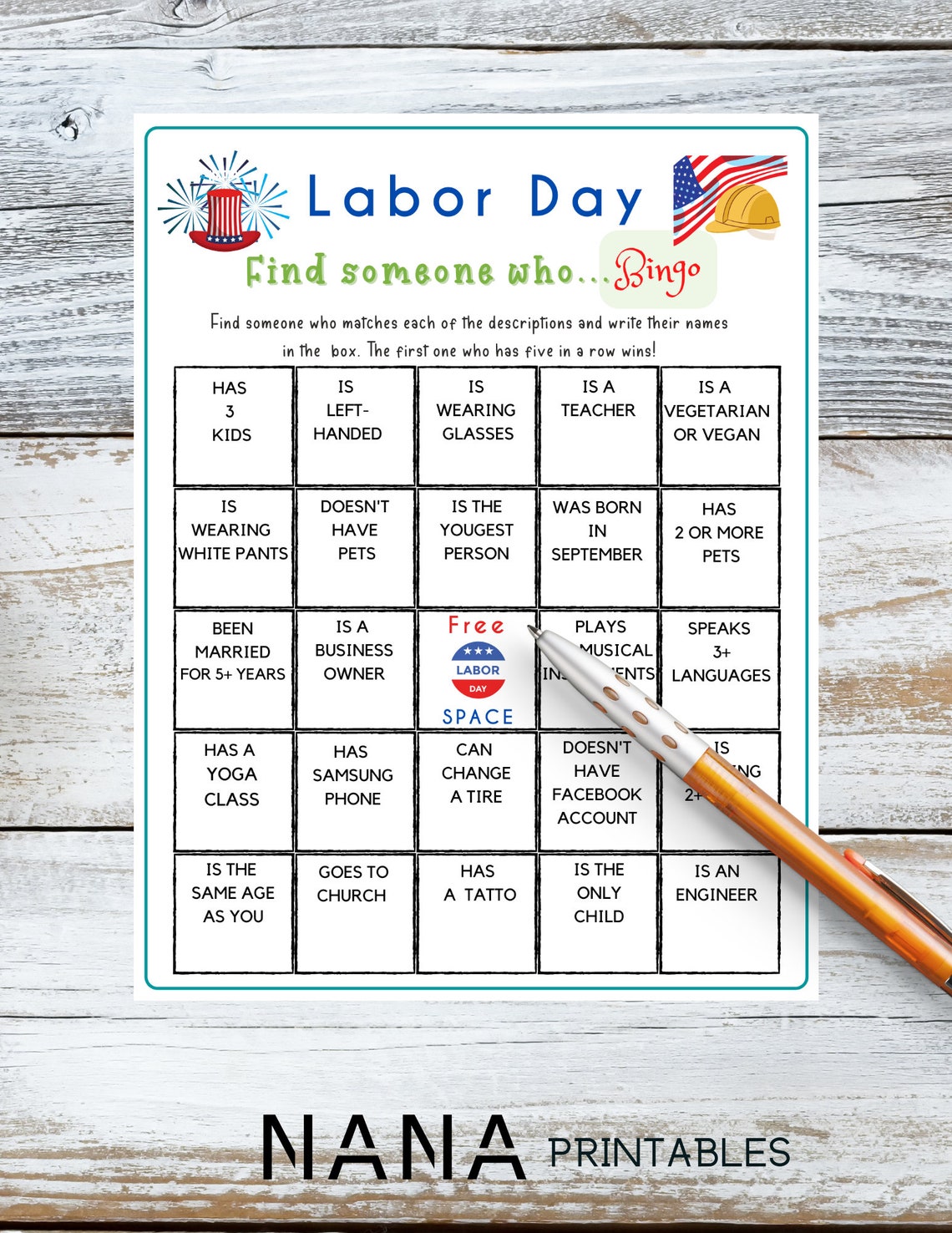 Labor Day Find Someone Who Bingo Game America Trivia Labor - Etsy