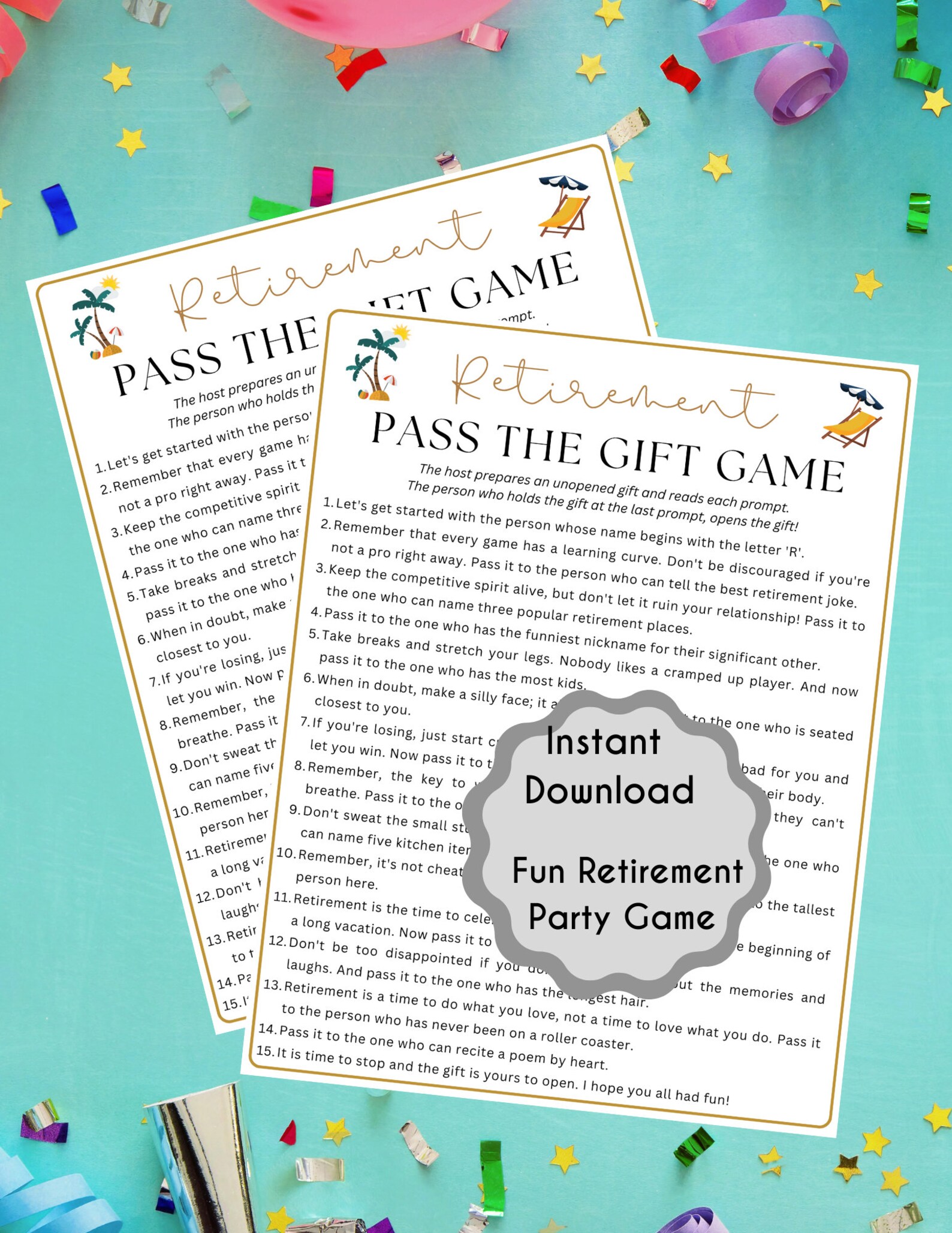 Retirement Pass the Gift Game Printable Retirement Party Game Fun ...