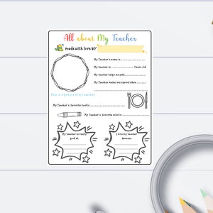 Back to School All About My Teacher Classroom Activity - Etsy