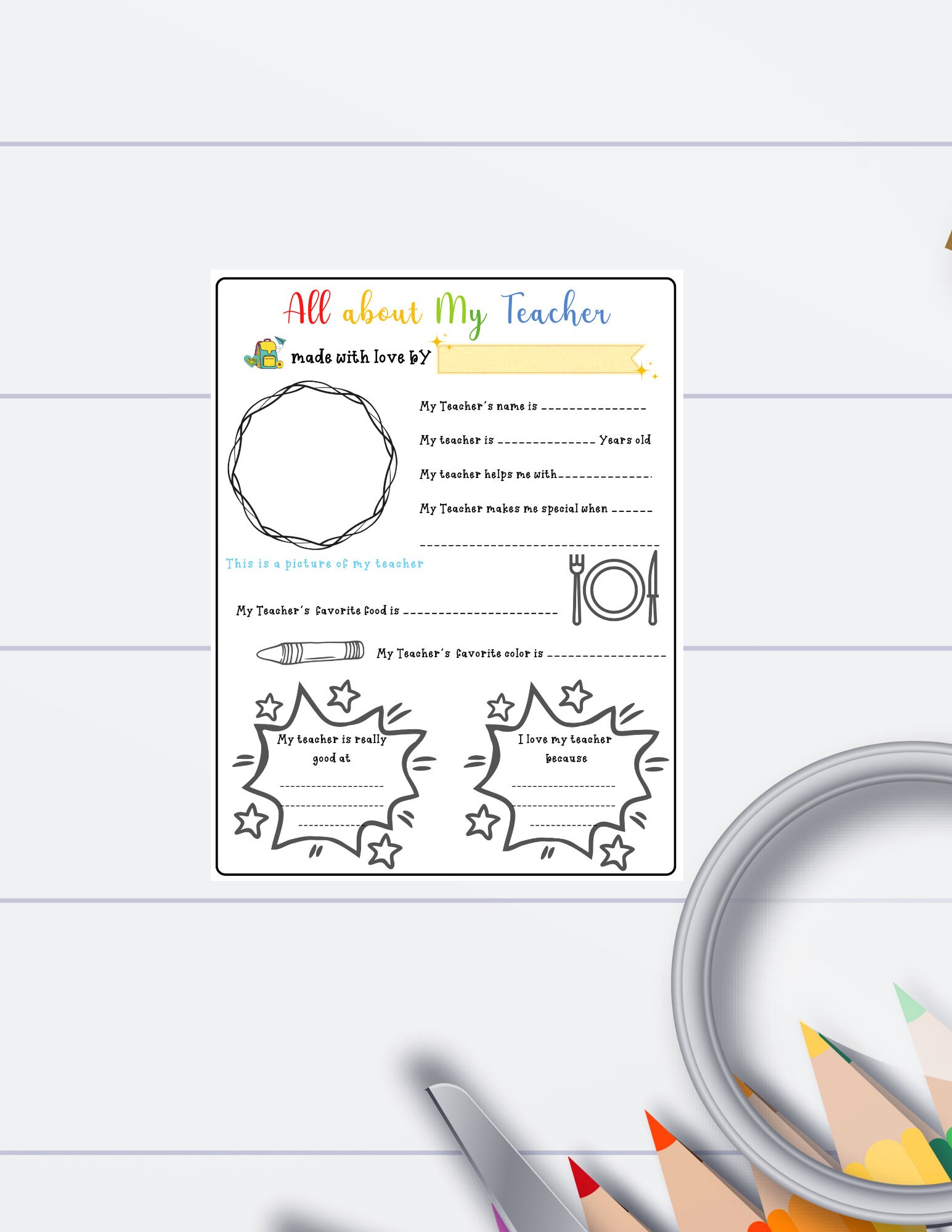 Back to School All About My Teacher Classroom Activity - Etsy