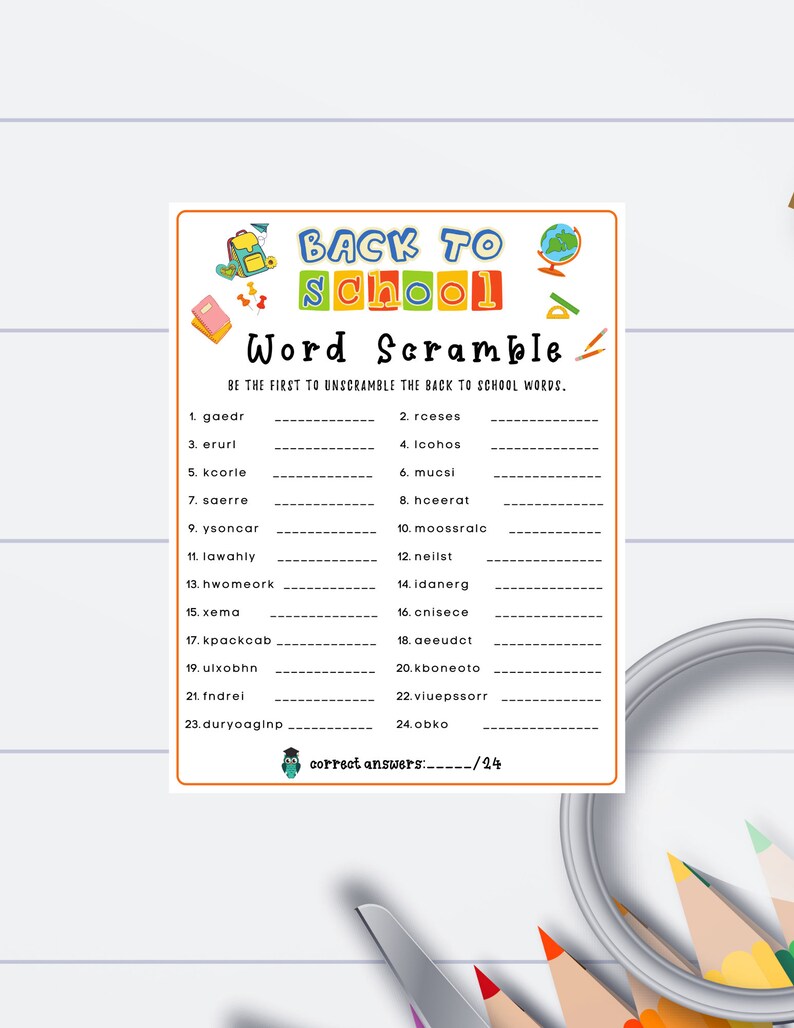 Printable Back to School Word Scramble Game Popular Classroom Activity ...