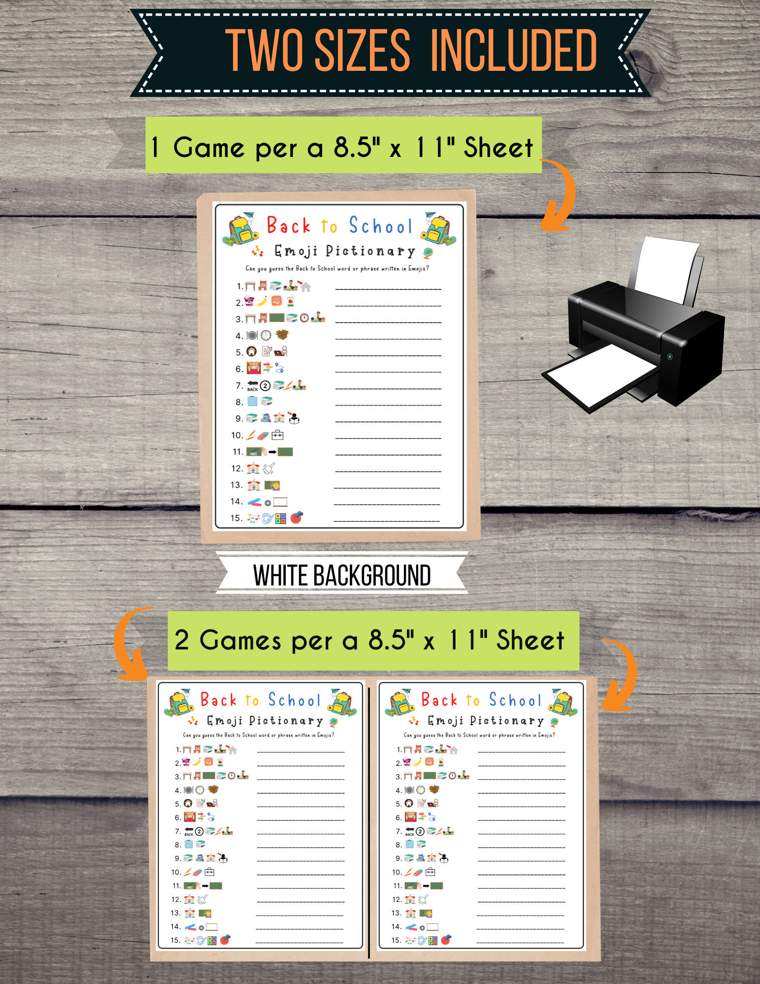 Back to School Emoji Pictionary Game Classroom Activity Printable Game ...