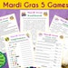 5 in 1 Mardi Gras Game Bundle Mardi Gras Printable Game for Kids ...
