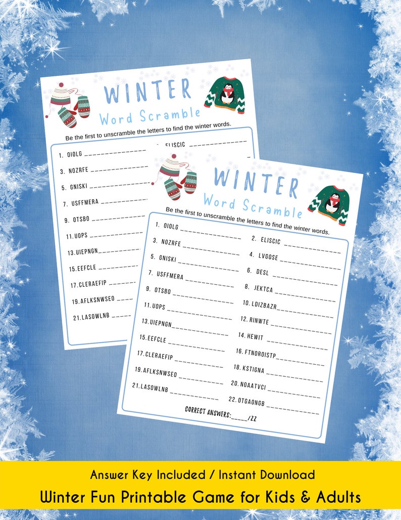 Winter Word Scramble Game: Holiday Party Activity (PDF) - Etsy