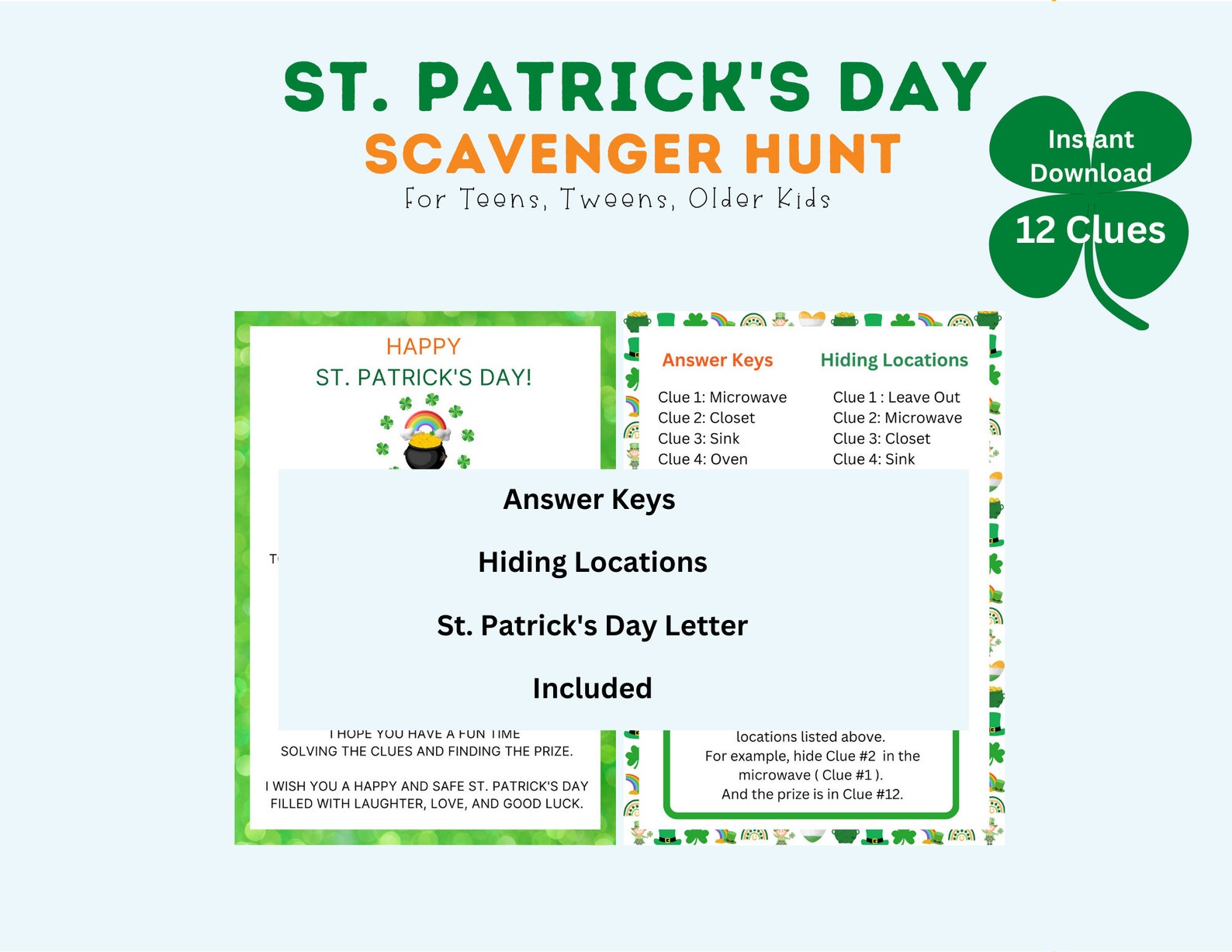St. Patrick's Day Scavenger Hunt Game St. Patrick's - Etsy