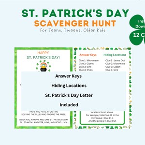 St. Patrick's Day Scavenger Hunt Game St. Patrick's Printable Game for ...